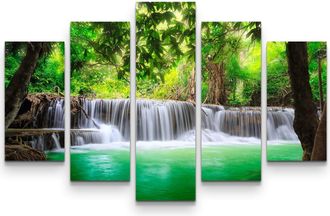 Paul Sinus Art Leinwandbilder | Bilder Leinwand 160x100cm Wasserfall in Kanjanaburi - Thailand