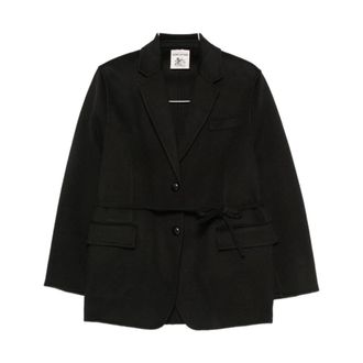 Semicouture Blazer droit &agrave; boutonnage simple avec ceinture - Femme - Vestes - Noir - Taille: 42 FR