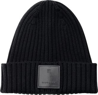 Givenchy Caps & M&uuml;tzen - Givenchy Logo-Patch-Strickmutze aus Wolle Schwarz - Gr. ONE SIZE - in Schwarz - f&uuml;r Damen