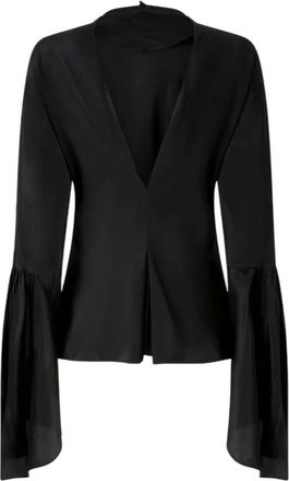 Pinko Pinko, Femme, Vestes, Noir, Taille: 38 FR Blouse en cr&ecirc;pe de Chine avec encolure dos