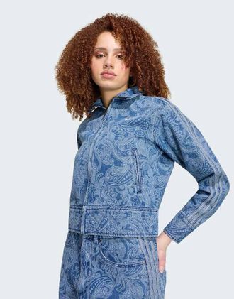 adidas Originals Adidas Liberty London Firebird Denim-Tracktop in Denimblau / Hell-Denim