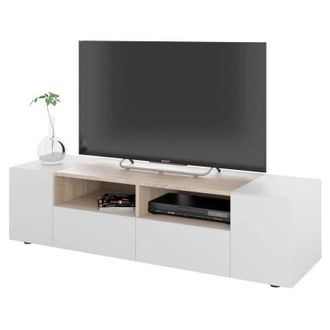 Usinestreet Usinestreet - Meuble tv Tamiko 138 cm en blanc Artik et ch&ecirc;ne canadien