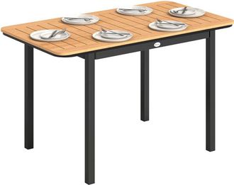 OUTSUNNY Table de jardin - table dext&eacute;rieur - Outsunny - 6 personnes rectangulaire cadre m&eacute;tal et plateau &agrave; lattes - bois composite - marron