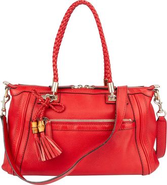 Gucci Crossbody Bags - Gucci Red Leather Bamboo Handbag - Gr. unisize - in Bunt - f&uuml;r Damen