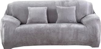 PartyKindom Elastischer Dicker Sofa&uuml;berzug aus Polyester Spandex Rutschfester Schonbezug Sitzer Couch Dehnbarer Sofabezug in Silber Sch&uuml;tzend und Pflegeleicht f&uuml;r