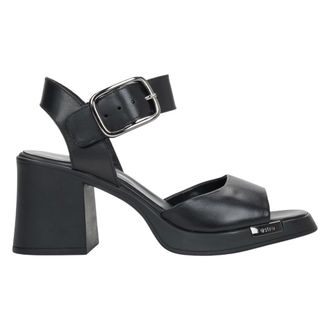 Estro & Luminara Femme, Chaussures, Noir, Taille: 38 EU Sandales en cuir &agrave; talon bloc stable avec larges brides