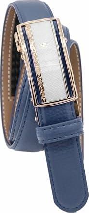 Zerimar Ceinture en cuir pour femmes, cuir de vachette véritable, boucle à cliquet automatique, réglable, 24mm, fait main, boucle en métal brillant, taille 10