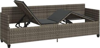 Festnight Gartensofa mit Liegefunktion Rattan Sofa 3 Sitzer Balkon Liegesofa Sonnenliege Gartenliege Verstellbar Rattansofa Lounge Sofa Liege Outdoor mit Schlaf