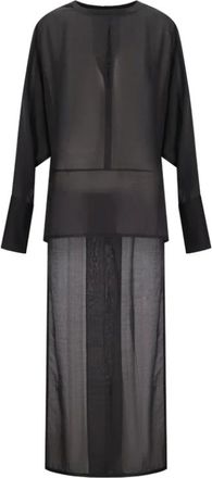 Darkpark Darkpark, Femme, Robes, Noir, Taille: 36 FR Chemise Voile Marine &agrave; Encolure Goutte dEau