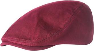 Generic Casquette de b&eacute;ret pour homme, 1 pi&egrave;ce, en coton doux, coupe ajust&eacute;e, cabbie pour homme, casquette &agrave; visi&egrave;re gar&ccedil;on 51, rouge, taille unique