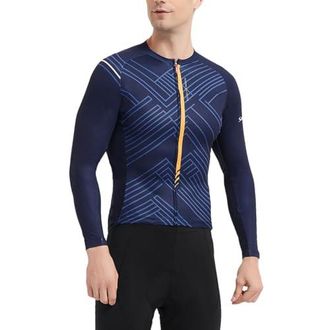 Santic Maillot Cyclisme Homme Manches Longues Vetement Cycliste pour VTT v&eacute;los de Route avec Poche Bleu EU XXXL