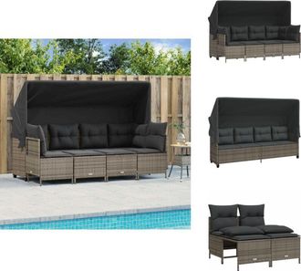 vidaXL 5-tlg. Garten-Sofagarnitur mit Kissen Grau Poly Rattan - Gartenm&ouml;bel - Outdoor M&ouml;bel - Lounge Set - Rattan Gartenm&ouml;bel - Sonnendeck