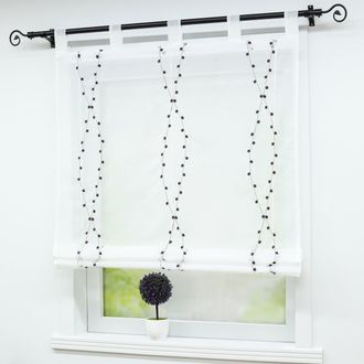 Joyswahl Scheibengardine Voile Bistrogardinen mit Schlaufen Jana Schlaufenrollo BxH 120x140cm Braun 1er Pack