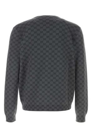 Gucci Mens Embroidered Wool Blend Cardigan Newgreyrock Exterior: Silk Maglieria Sweater