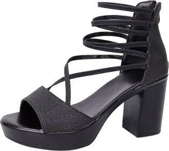 Generic Mode Temp&eacute;rament Robe Fran&ccedil;aise Sandales &Eacute;pais Style Romain Chaussures Femme Rouge 38, Noir, 36 EU
