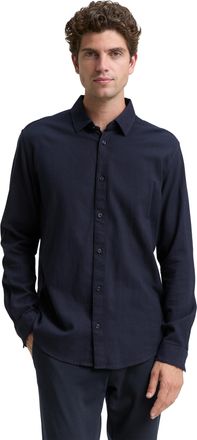 Tom Tailor Herren 1047336 Slim Fit Hemd mit Stretch, 38513-Navy Tonal Squared Structure, L