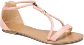 La Modeuse Sandales poudr&eacute; &agrave; brides d&eacute;tails m&eacute;tallis&eacute;s