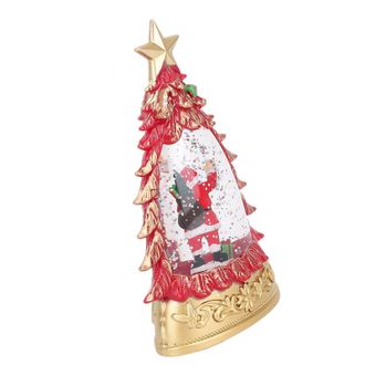 ZJchao Weihnachtsschneekugel, Kreative Weihnachtsmann-Schneekugel mit LED-Licht, Kamindekoration f&uuml;r Weihnachtsdekoration (S Rot)