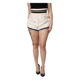 Dolce & Gabbana Wei&szlig;e High-Waist Hotpants aus Kunstfell - - Shorts - Damen - Wei&szlig; - 2XS