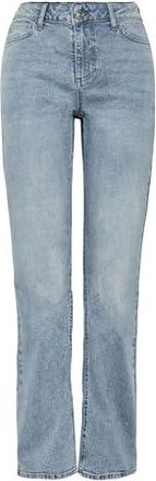Pieces Pckelly MW Droit Lb302 Noos Pantalon, Bleu Jeans Clair, 33W x 30L Femme