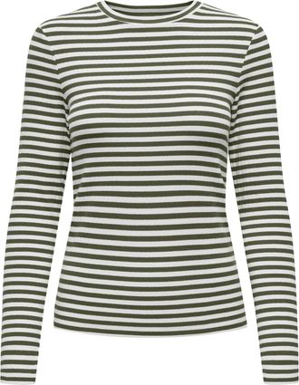 Only Damen Onlaida L/S Striped Top JRS Bequemes Oberteil Mit O-Ausschnitt Und Langen &Auml;rmeln, Kalamata, X-Large