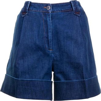 Fay Femme, Shorts, Bleu, Taille: W26 High-Waisted Denim Cuffed Shorts