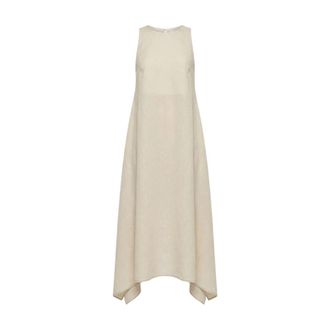 PESERICO Femme, Robes, Blanc, Taille: 40 FR Robe Maxi en Lin Sans Manches