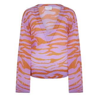 The Attico Femme, Blouses et Chemises, Multicolore, Taille: 36 FR Blouse &agrave; col en V &agrave; imprim&eacute; animalier