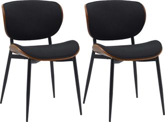 Clp 2er Set Esszimmerstuhl Enid mit Rückenlehne und Polsterung I Sessel mit Kunstleder- oder Stoffbezug I mit Holz, Farbe:walnuss/schwarz, Material:Stoff