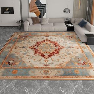 Generic Tapis Ancien pour Salon 140 x 200 cm, Lavables avec Dos Antid&eacute;rapant &agrave; Poils Courts, Tapis Chambre Traditionnel G&eacute;om&eacute;trique Motif pour Cuisine Salle &agrave;
