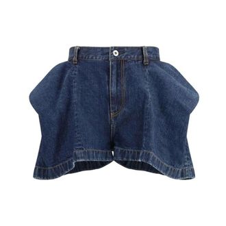 sacai Femme, Shorts, Bleu, Taille: 38 FR Shorts Bermuda en Coton avec Poches