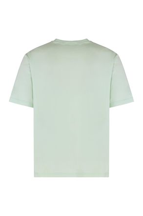 Palm Angels Mens Cotton T-Shirt With Logo Green T-Shirts And Polos