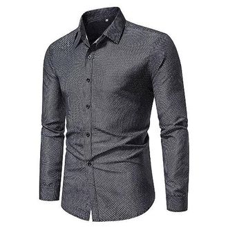 Generic Chemise de travail pour homme - Coupe droite - Chemise de costume avec bouton Down - Chemise de loisirs avec col rabattu - Chemise daffaires facile de