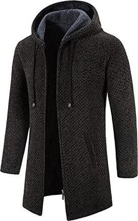 Generic Manteau dhiver pour homme - Manteau en laine pour homme - Veste avec fermeture &eacute;clair - Solide - Cardigan chaud pour lautomne et lhiver - Longueur moy