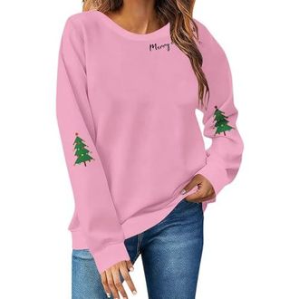 Generic Ydsxlp Pull de Noël à manches longues pour femme - Imprimé « Merry Christmas » - Tendance et décontracté - Col rond - Coupe ample - Pull de Noël, b-ro