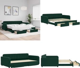 vidaXL Tagesbett Ausziehbar mit Schubladen Dunkelgr&uuml;n 100x200 cm Samt - Vidaxl