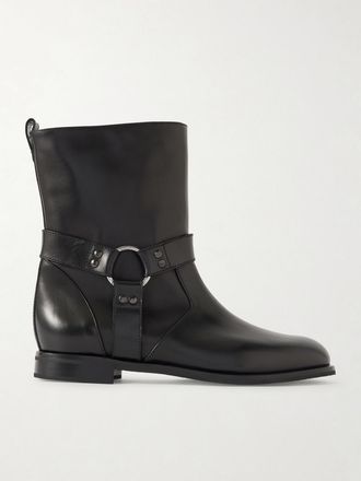 Manolo Blahnik Calica Bikerstiefel Aus Leder Mit Schnalle - Schwarz