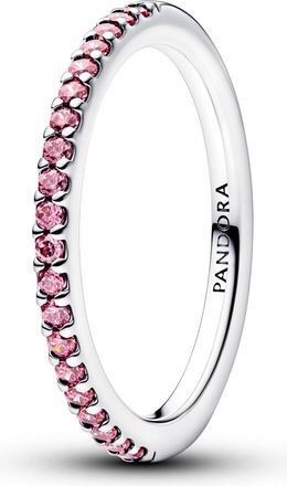 Pandora Timeless Funkelnder Rosafarbener Pav&eacute;-Band Ring aus Sterling Silber mit Zirkonia, Gr&ouml;&szlig;e: 56, 192999C02-56