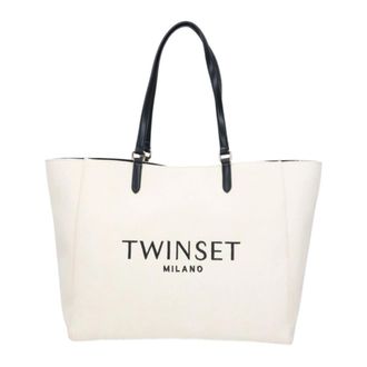 Twinset Stilvolle Creme Logo Stofftasche - - Bags - Damen - Beige - ONE SIZE