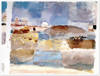 Posterlounge Vor den Toren von Kairouan Poster von Paul Klee 18 x 13 cm Blau Wandbilder Wanddeko