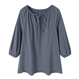 Janly T-shirt blanc pour femmes T-shirt doux &agrave; col rond pour femme pour plus de confort Style d&eacute;contract&eacute; T-shirts noirs simples Col en V Imprim&eacute;, Marine, L