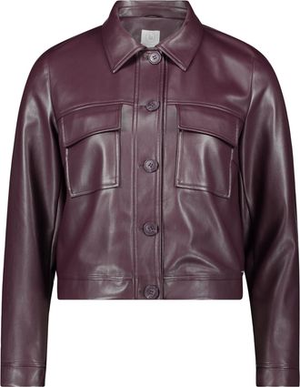 Betty & Co Damen Lederjacke Langarm 42, Dark Aubergine