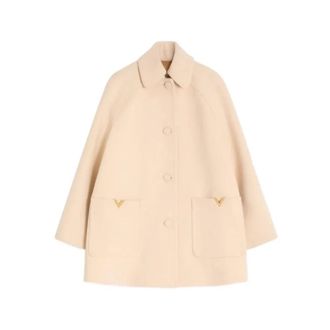 Valentino Garavani Virgin Wool Coat - - Jackets - Damen - Beige - S