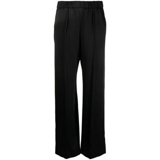 Jil Sander Schwarze Gl&auml;nzende Weite Hosen - - Trousers - Damen - Schwarzk - M