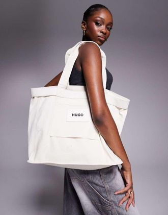 HUGO BOSS HUGO Red - Becky - Tote bag en toile - Blanc