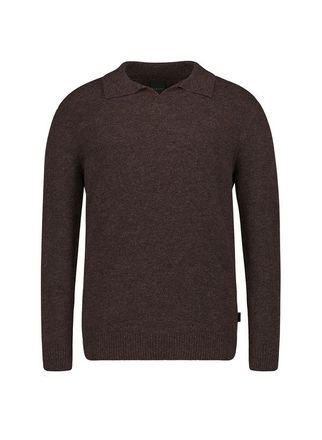 Bugatti Herren Pullover braun Alpaka-Wolle unifarben