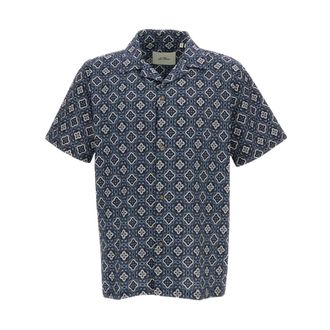 Les Deux Homme, Chemises, Multicolore, Taille: M Cuban Collar Short Sleeve Shirt