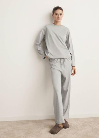 Mango Zweiteiliger Pyjama aus einfarbiger Baumwolle grau - Damen - XS - MANGO