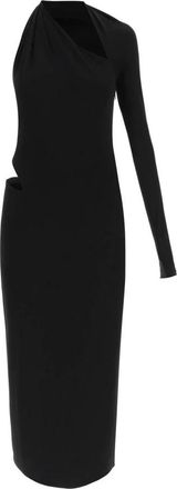 Versace Femme, Robes, Noir, Taille: 36 FR Robe Midi Asym&eacute;trique D&eacute;coup&eacute;e &agrave; Manches Longues