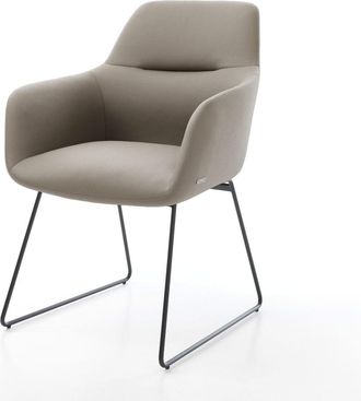 DELIFE Esszimmerstuhl Pejo-Flex Echt-Leder Schlamm Kufengestell Schwarz Taschenfederkern, Esszimmerstühle